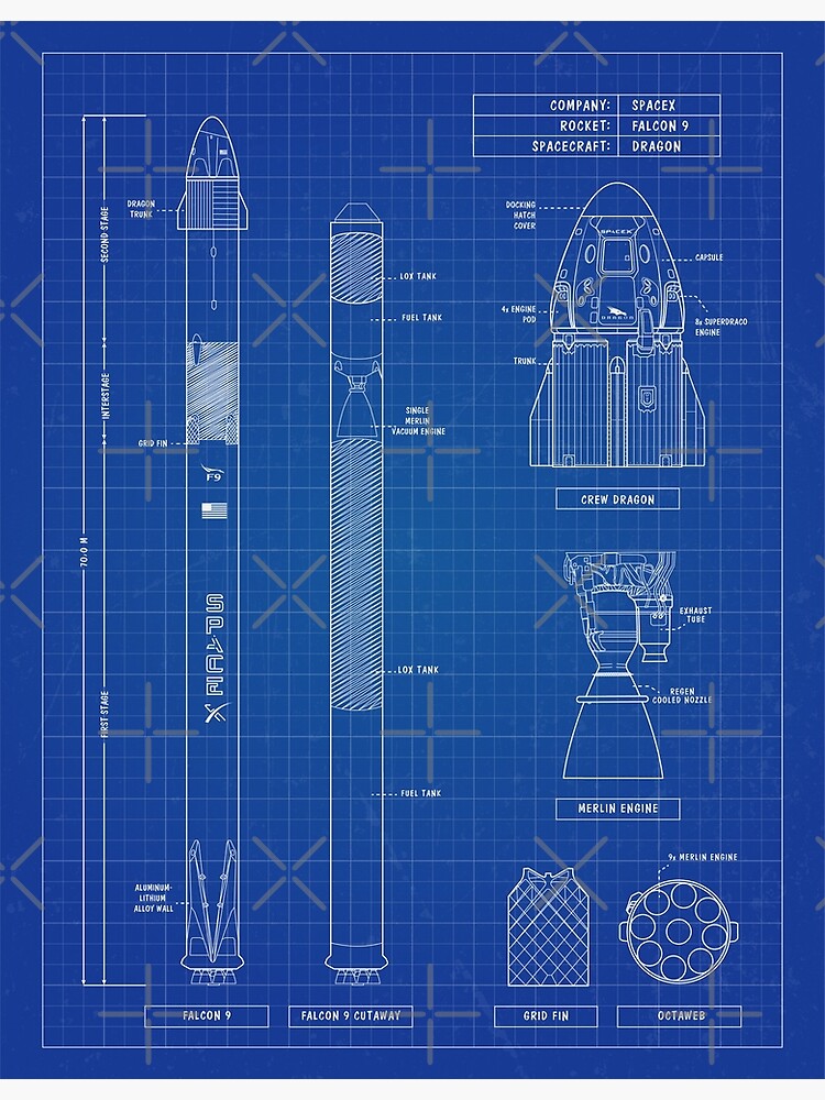 "SpaceX: Falcon 9 & Dragon (Blueprint - English) Vertical Version ...