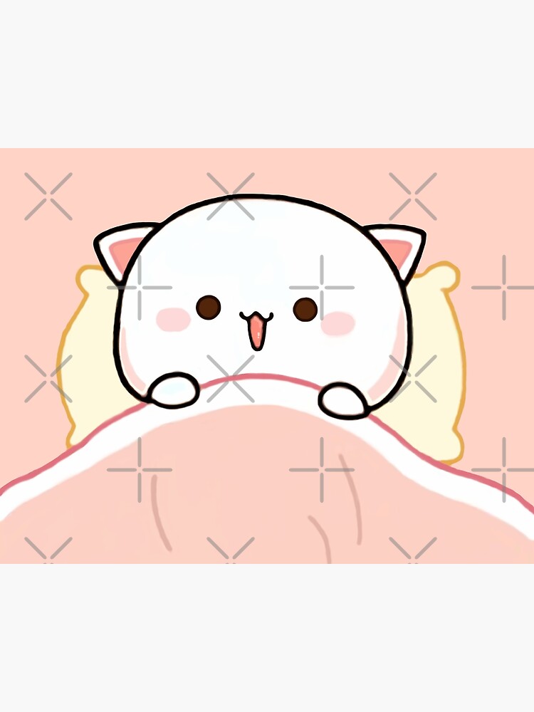 "Mochi Mochi Peach Cat - Get Ready to Sleep" Poster by Krimsy | Redbubble