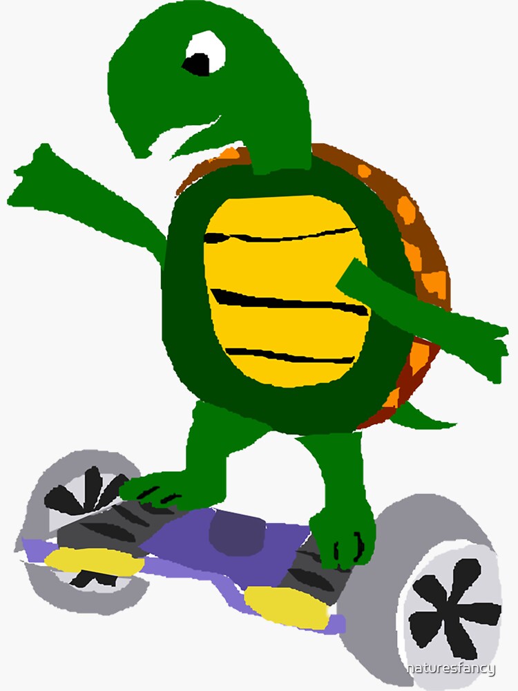 "Cool Funny Turtle on Hoverboard Art" Sticker for Sale by naturesfancy ...