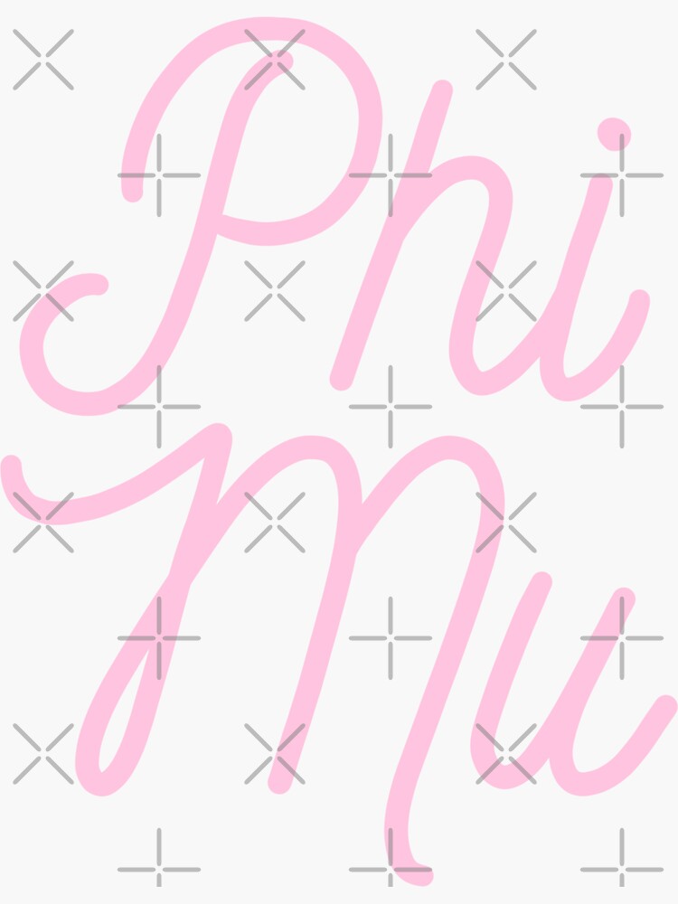 "phi mu - calligraphy cursive (pink)" Sticker for Sale by cameronbaba ...