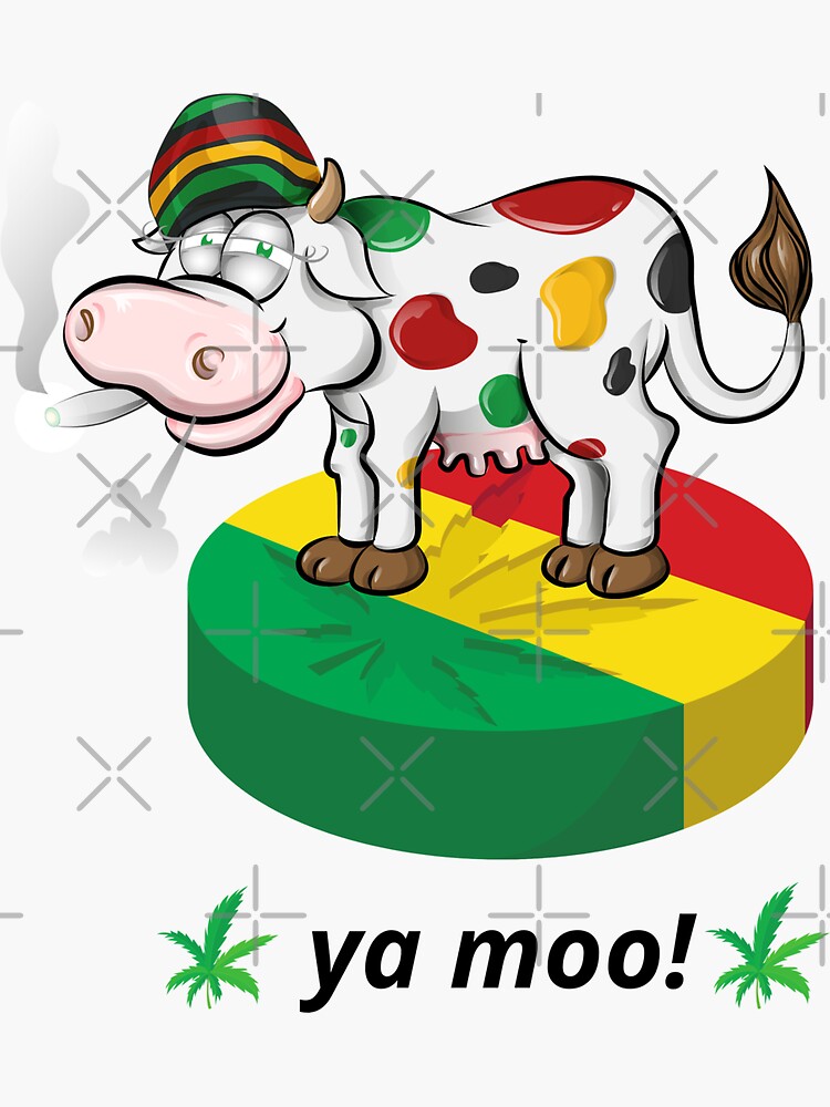 "Rasta Cow " Sticker for Sale by GRACEHAWI | Redbubble