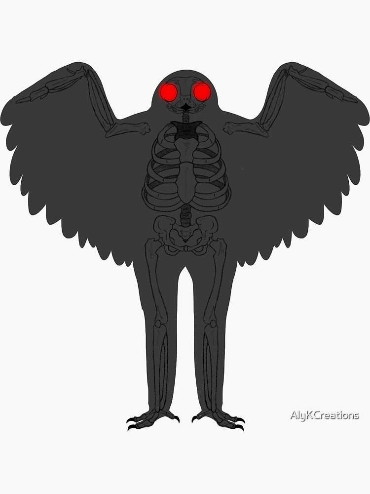 "Mothman Skeleton with Outline" Sticker for Sale by AlyKCreations ...