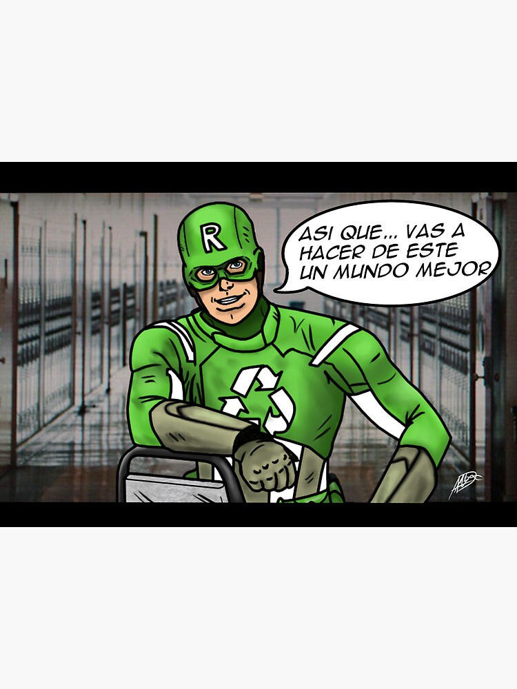 "Captain Recycling" Sticker by albikey | Redbubble
