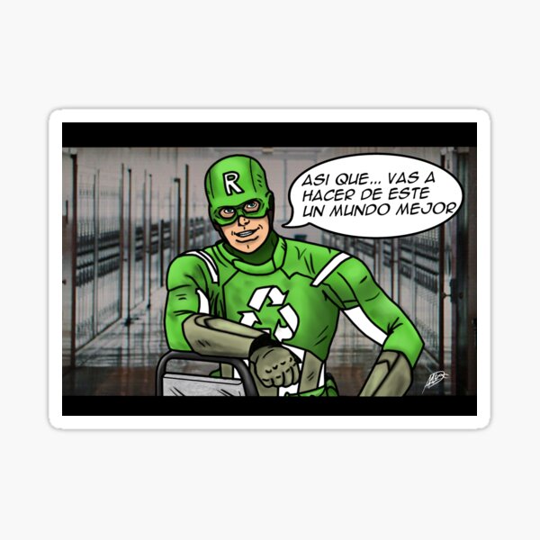 "Captain Recycling" Sticker by albikey | Redbubble