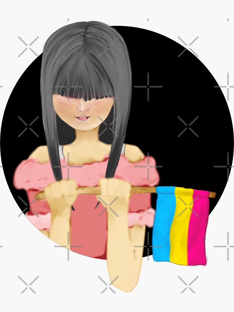 "blushing holding Pan Flag" Sticker for Sale by EllyBurg | Redbubble