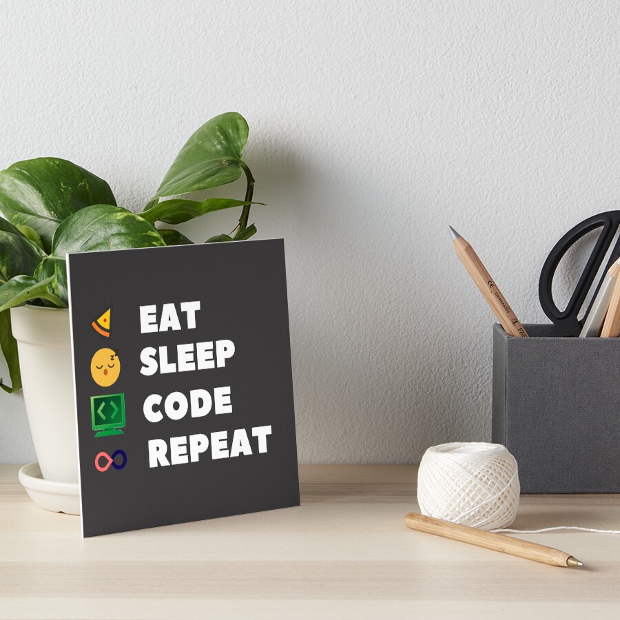 "Eat Sleep Code Repeat With Emojis" Art Board Print for Sale by Art-of ...