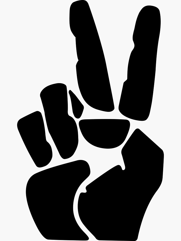 "Peace Hand Sign Back and White Symbol Shape " Sticker for Sale by ...