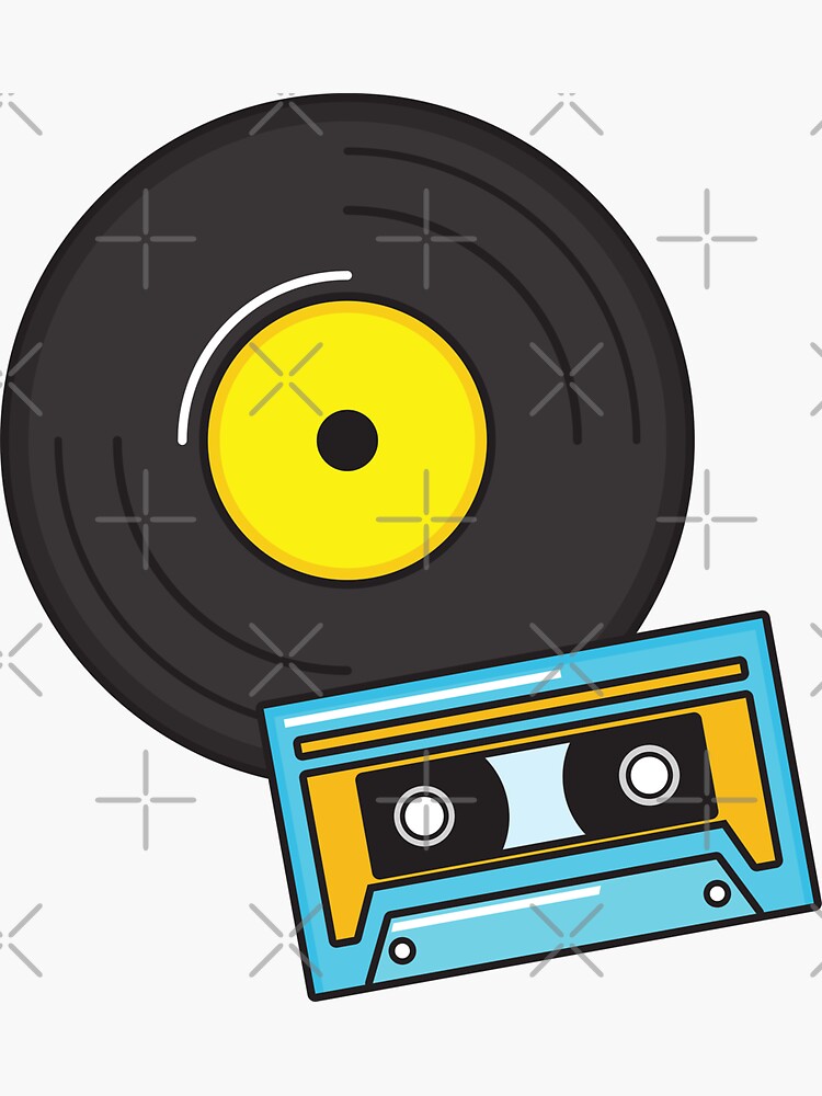 "Cute, Record And Cassette Sticker" Sticker for Sale by Stickerfixation ...