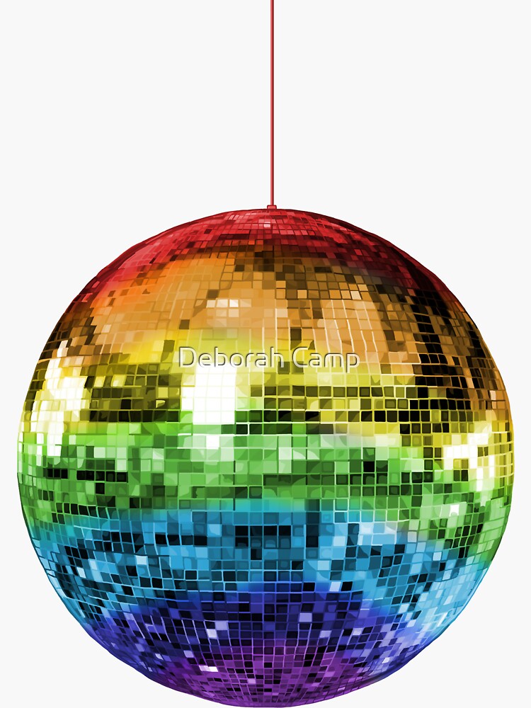 "Rainbow 1970s Disco Ball" Sticker for Sale by DeborahCamp | Redbubble