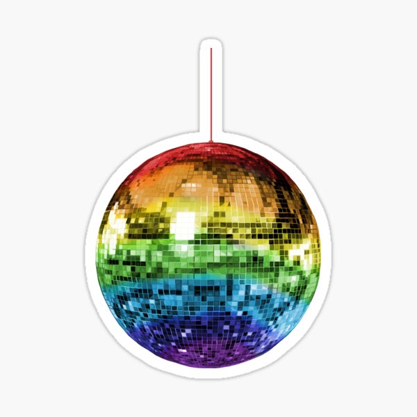 "Rainbow 1970s Disco Ball" Sticker for Sale by DeborahCamp | Redbubble