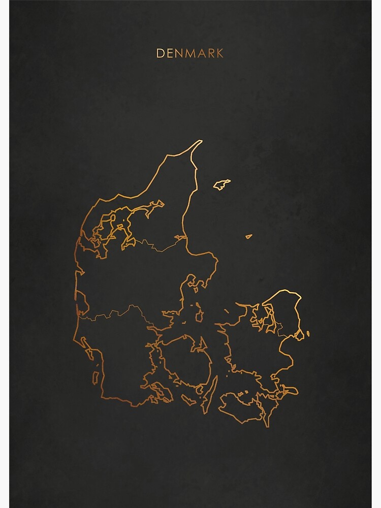 "Denmark Gold Outline Map with Regions" Poster for Sale by Travel2NZ ...