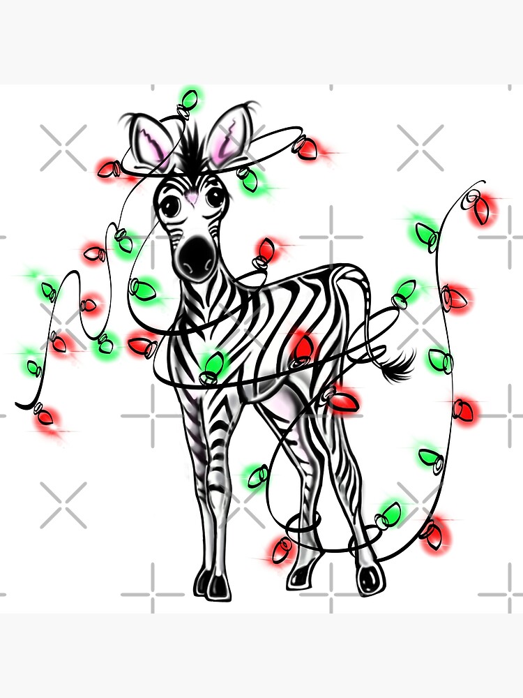 "Festive Holiday Zebra illustration with Red and green Christmas ...
