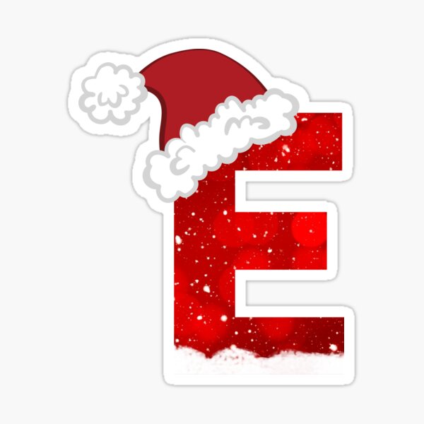 "Snowy Christmas Letter E with Santa Hat" Sticker for Sale by ...