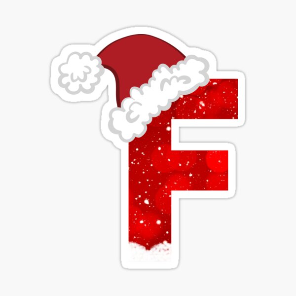 "Snowy Christmas Letter F with Santa Hat" Sticker for Sale by ...