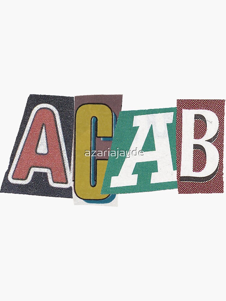 "acab magazine letters" Sticker for Sale by azariajayde | Redbubble