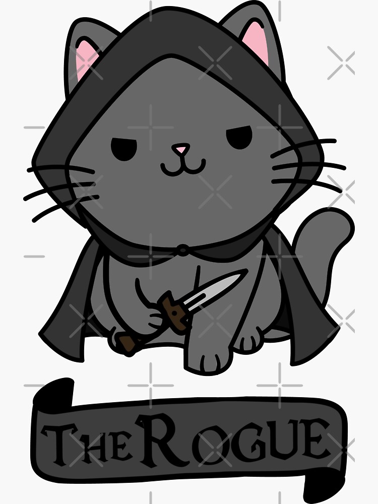 "The Rogue DnD Cat" Sticker for Sale by Mariamr | Redbubble