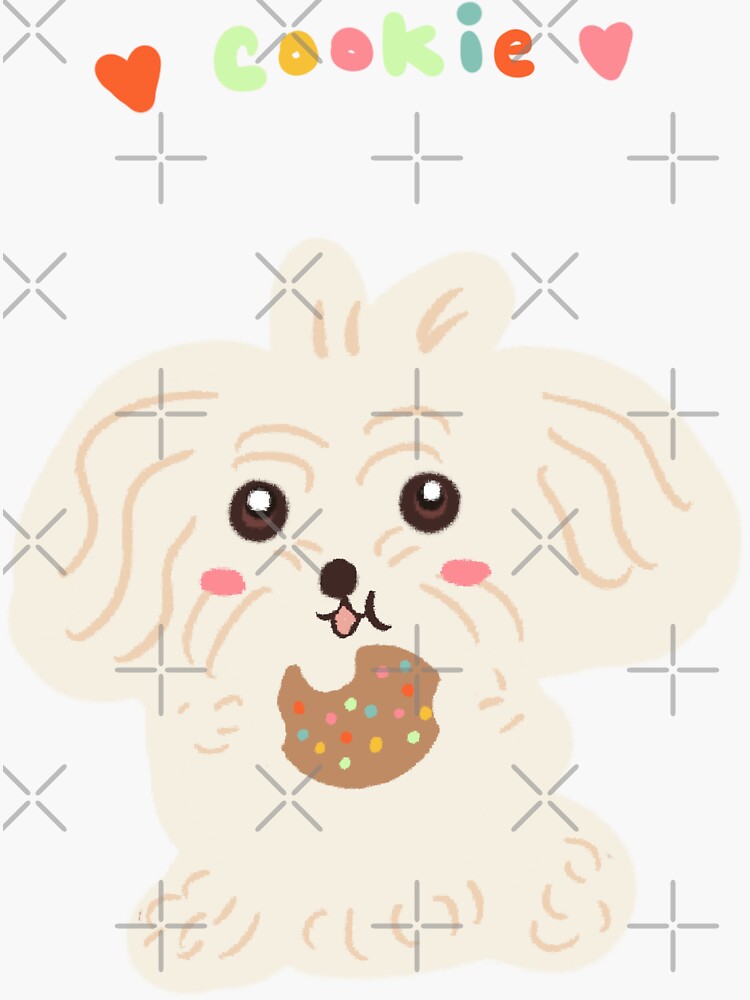 "Cute Dog Eating Cookie" Sticker by PatternbyNOK | Redbubble