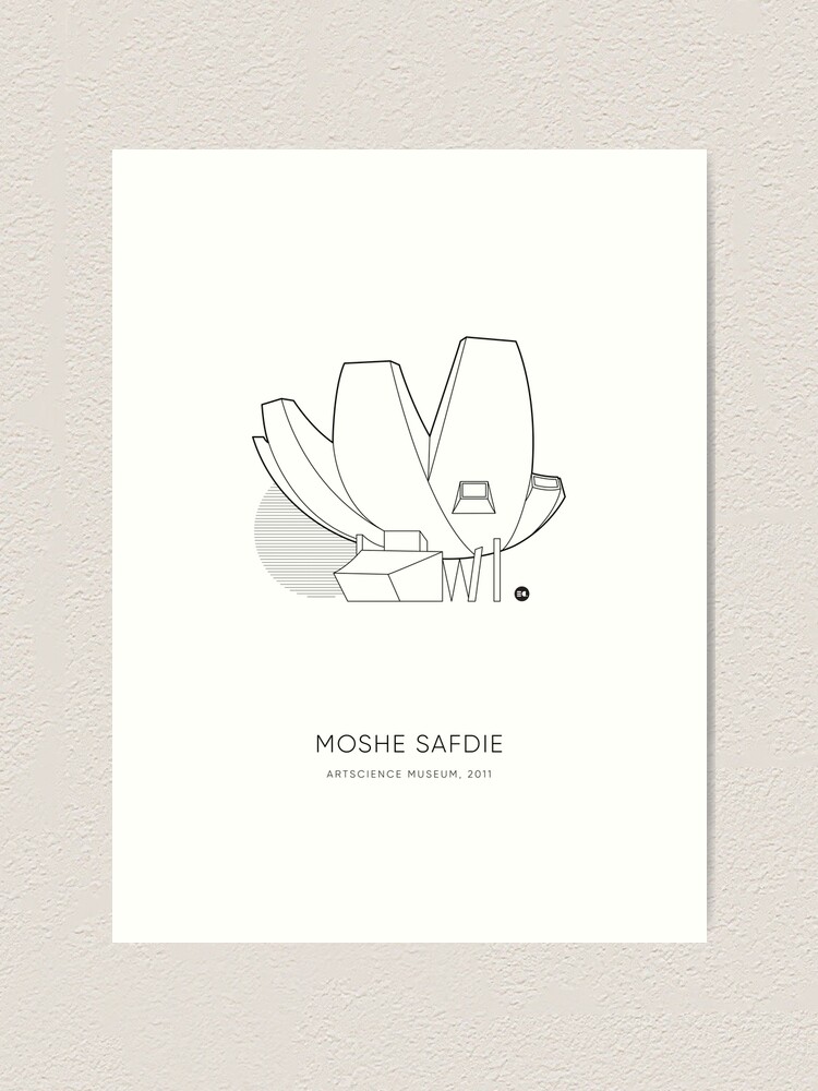 "Moshe Safdie | ArtScience Museum Graphic Line Drawing" Art Print by ...