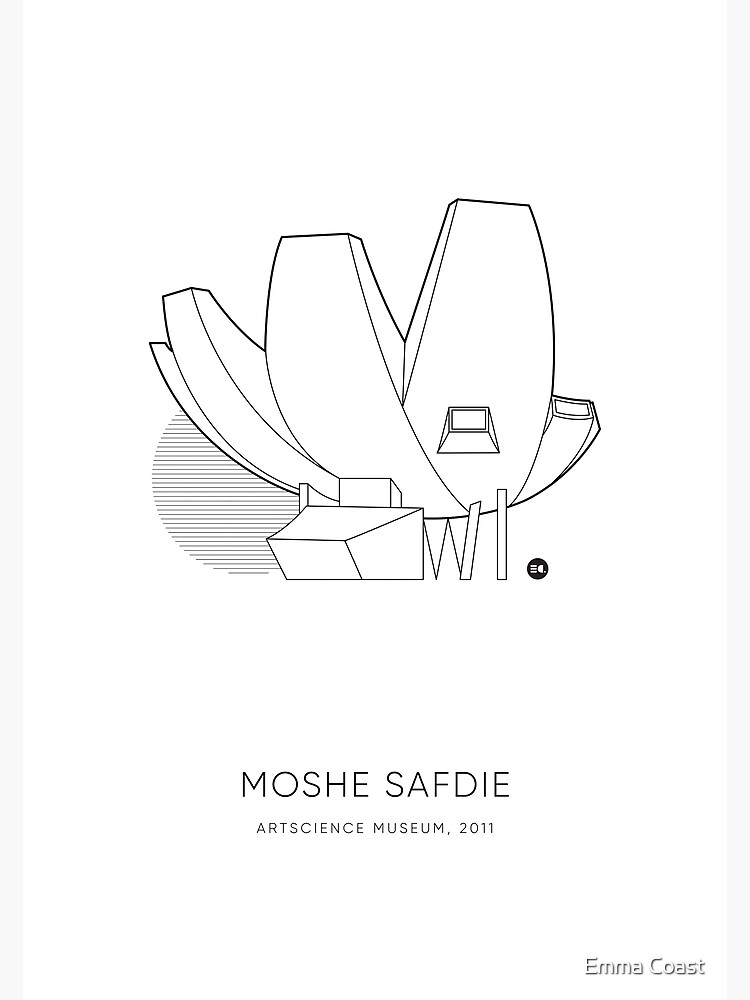 "Moshe Safdie | ArtScience Museum Graphic Line Drawing" Poster for Sale ...