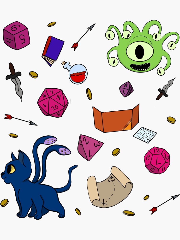 "DnD Cute Pattern" Sticker for Sale by faithandtrust | Redbubble