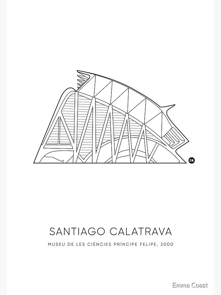 "Santiago Calatrava | City of Arts and Sciences Graphic Line Drawing ...
