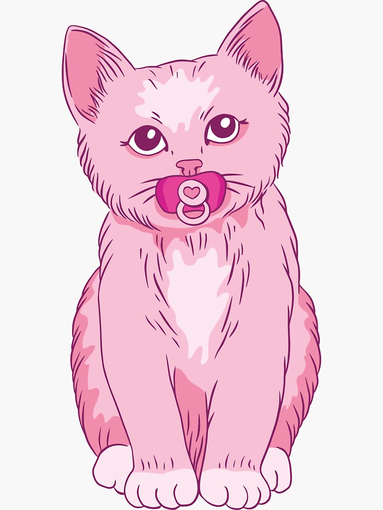 "Cute pink cat design" Sticker for Sale by Marczack | Redbubble