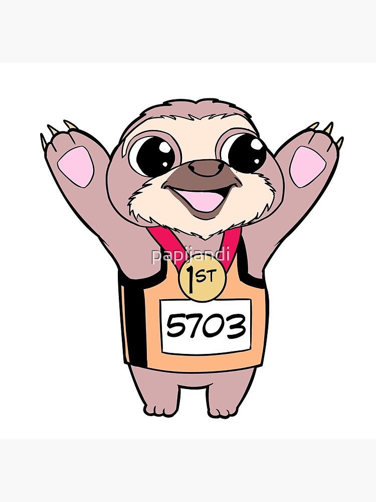 Cute Sloth Runner Poster By Papijandi Redbubble