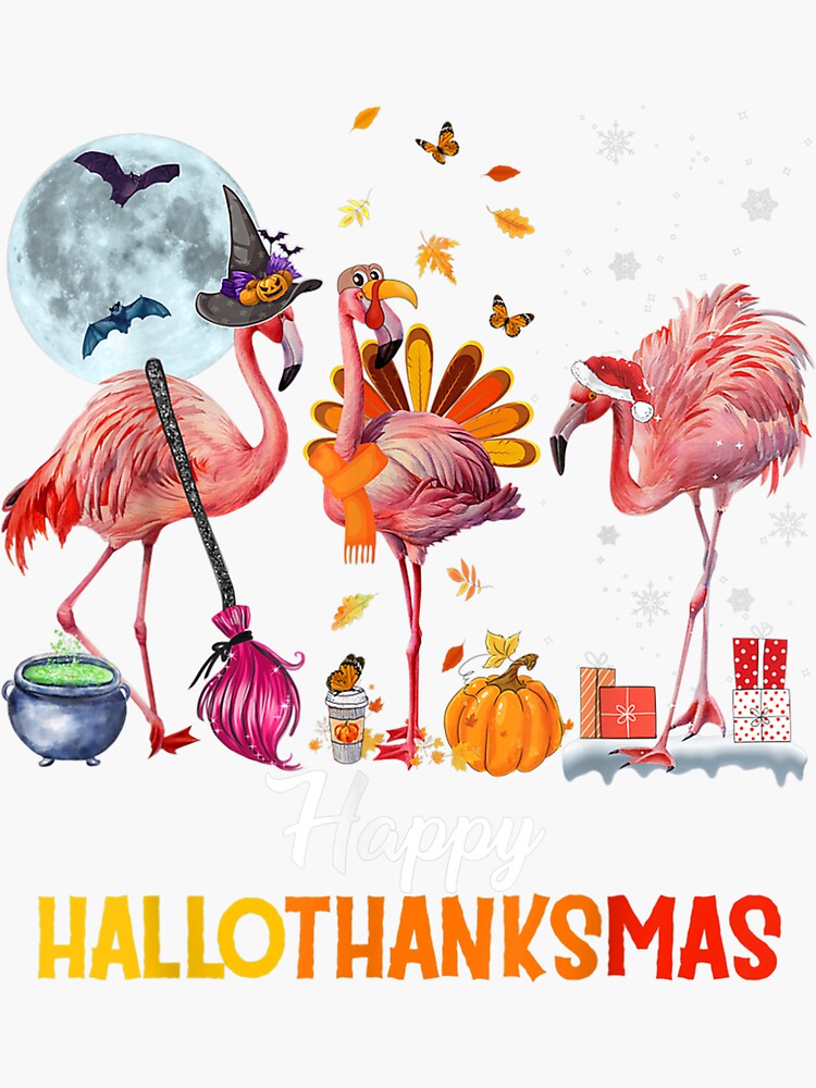 "Flamingo Thanksgiving Halloween Christmas" Sticker for Sale by ...