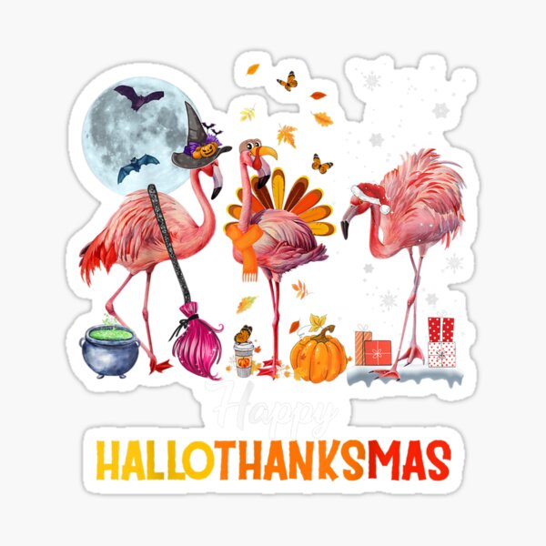 "Flamingo Thanksgiving Halloween Christmas" Sticker for Sale by ...