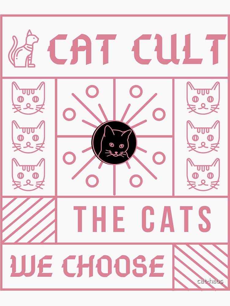 "Cat Cult" Sticker for Sale by cat-haus | Redbubble