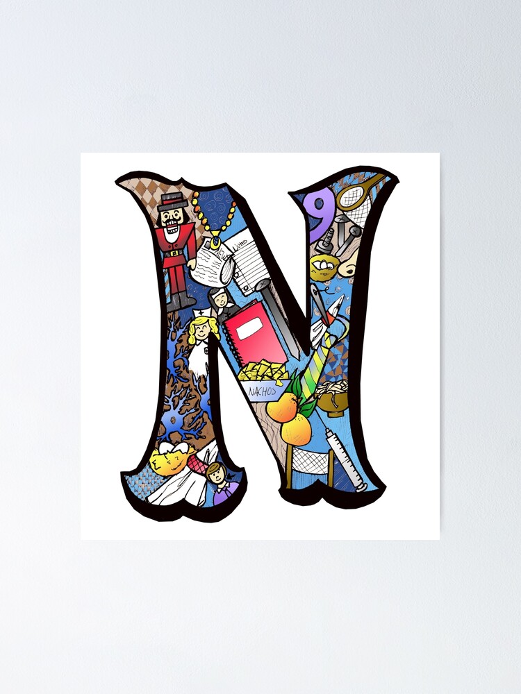 "Doodle Letter N" Poster by missmann | Redbubble