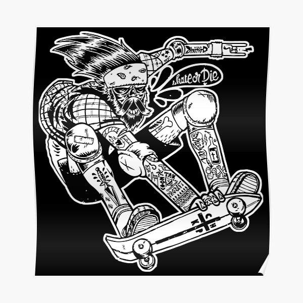 "Skate Or Die Fishbone Tattoo" Poster for Sale by GarryByrnee | Redbubble