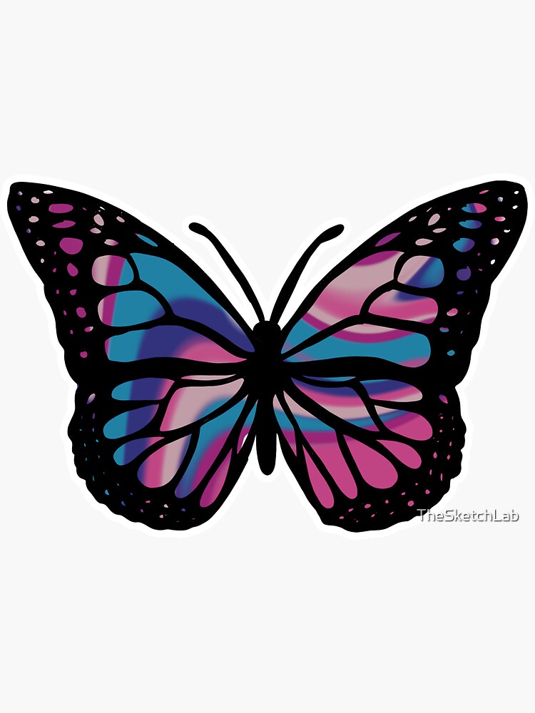 "Pink and Blue Marble Butterfly " Sticker for Sale by TheSketchLab ...
