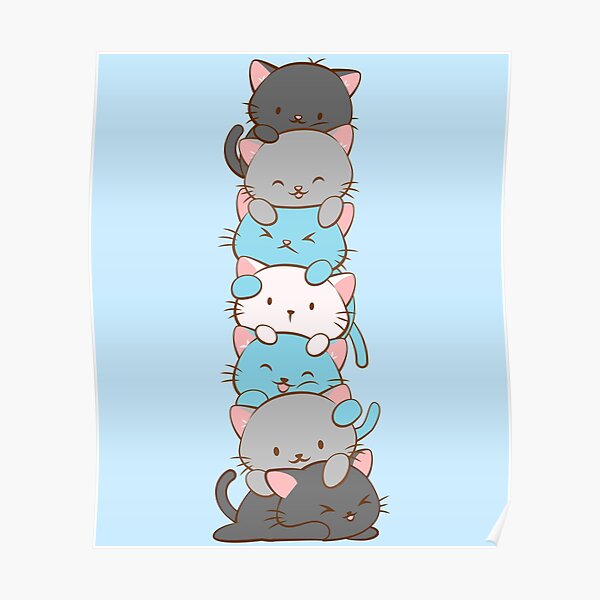 "Demiboy Pride Flag Kawaii Cats" Poster by IreneKohStudio | Redbubble