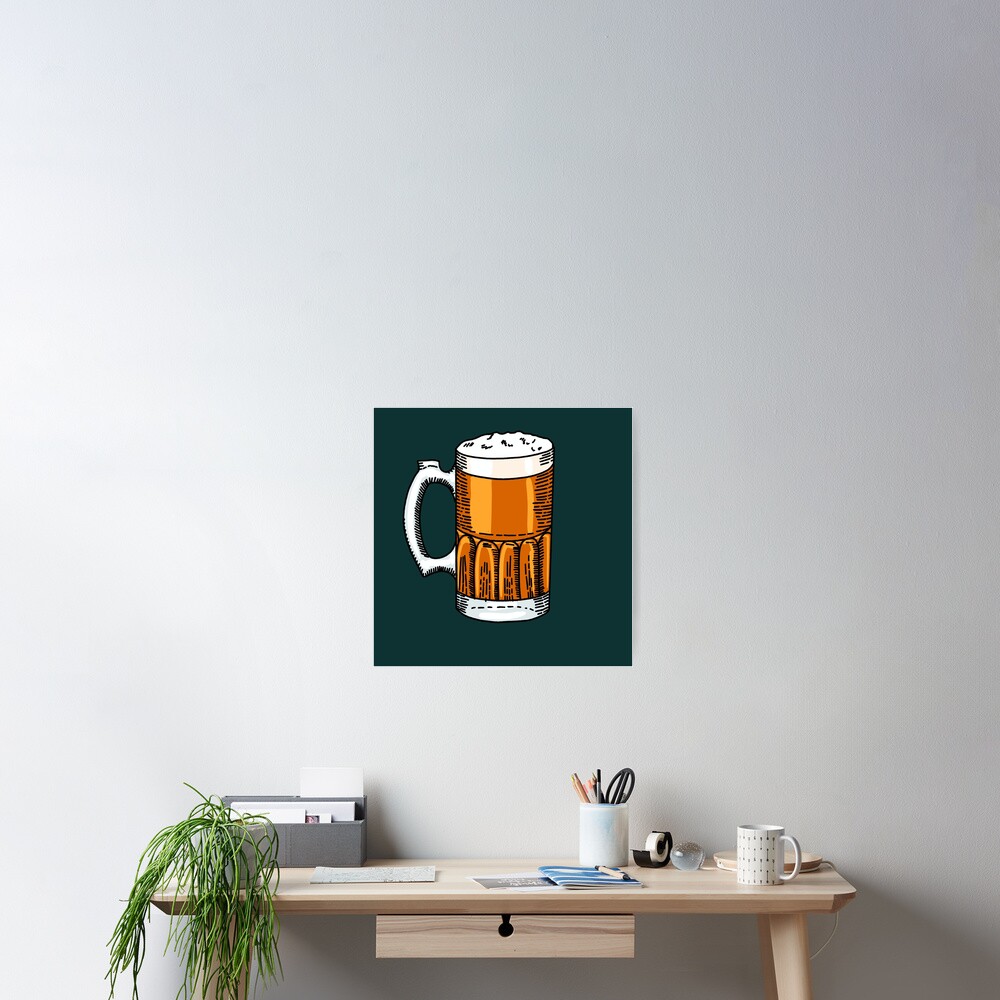 "Pint of Lager Green Beer Drinking Funny Cartoon Drink" Poster by Gs ...