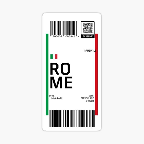 "Rome Boarding Fly Ticket" Sticker for Sale by dualogy | Redbubble
