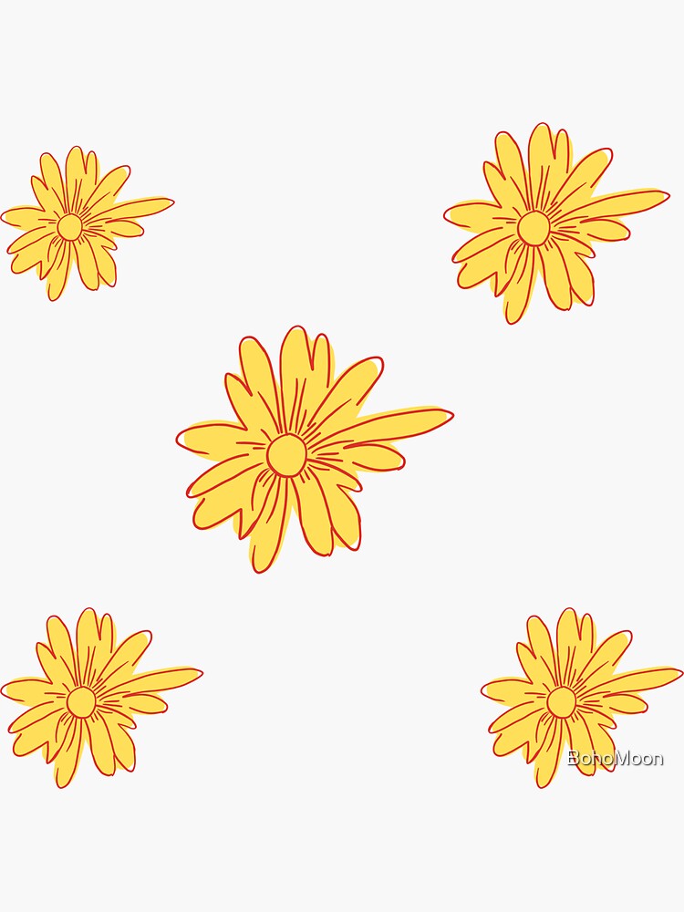"Simple Yellow Flowers " Sticker by BohoMoon | Redbubble