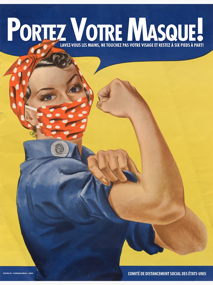 "[FRENCH] Portez Votre Masque! - Wear Your Mask! COVID Rosie" Sticker ...