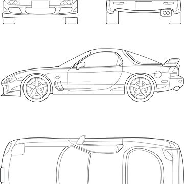 "Mazda RX-7 FD Blueprint" Art Print for Sale by Demetr0s | Redbubble
