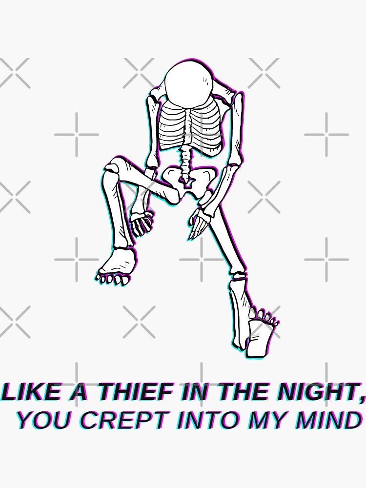 "Graphic Glitched Sad Skeleton with Quote" Sticker for Sale by ...