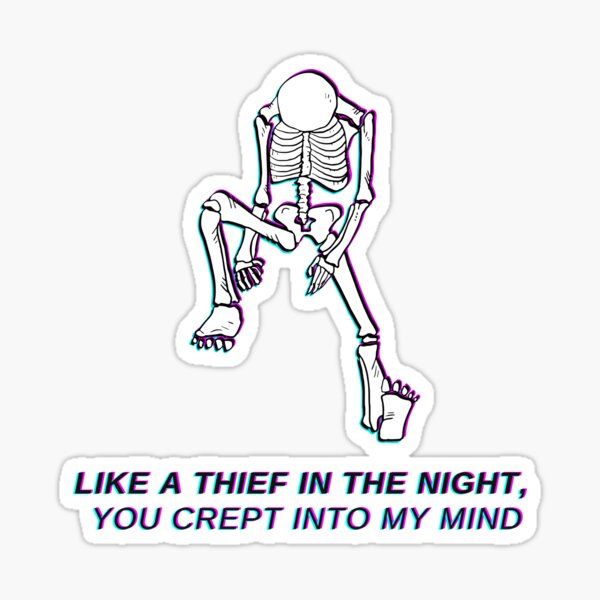 "Graphic Glitched Sad Skeleton with Quote" Sticker for Sale by ...