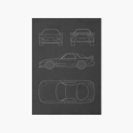 "Mazda RX-7 FD Blueprint" Art Board Print by Demetr0s | Redbubble