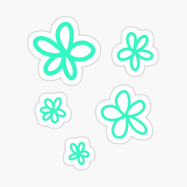 "Turquoise Doodle Flowers" Sticker for Sale by IslaC38 | Redbubble