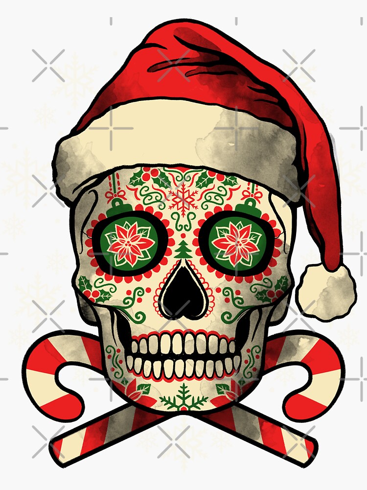 "Calavera Christmas" Sticker for Sale by NemiMakeit | Redbubble
