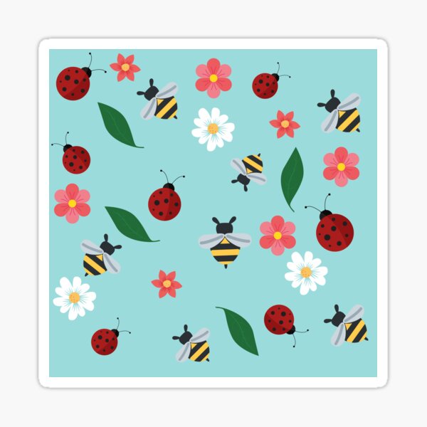 "Bees and ladybirds" Sticker for Sale by ataylorbowers | Redbubble