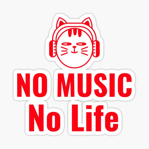 "Cat With Headphones / No Music No Life" Sticker for Sale by BoFrady ...