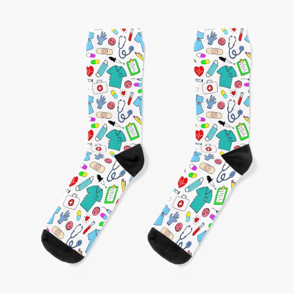 "Cute Doctor Nurse Medical Supplies Pattern" Socks for Sale by ArtVixen ...