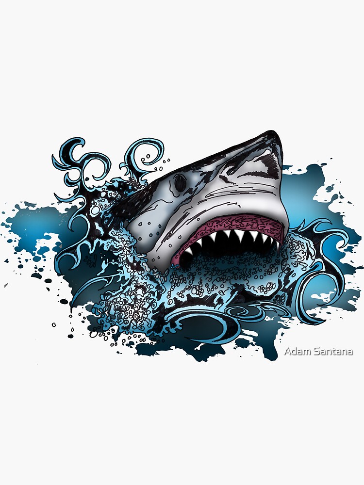 "Shark Attack" Sticker by Adamzworld | Redbubble