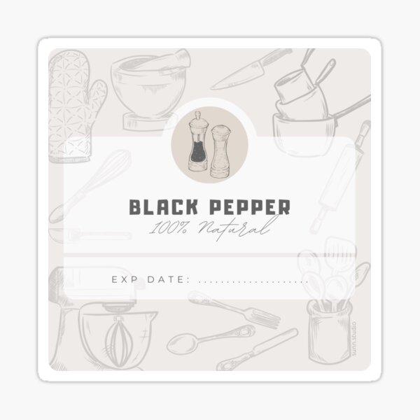 "Spice Labels, Blackpepper" Sticker by SunnArt | Redbubble