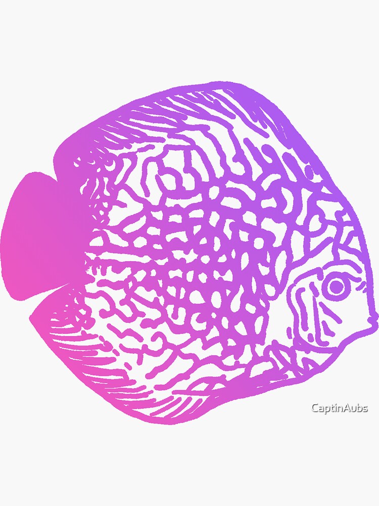 "Pink and Purple Discus Fish " Sticker for Sale by CaptinAubs | Redbubble